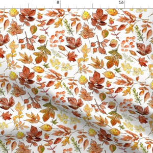 Fall Leaves Fabric - Watercolor Autumn Leaf, Fall Foliage - Quilting ...