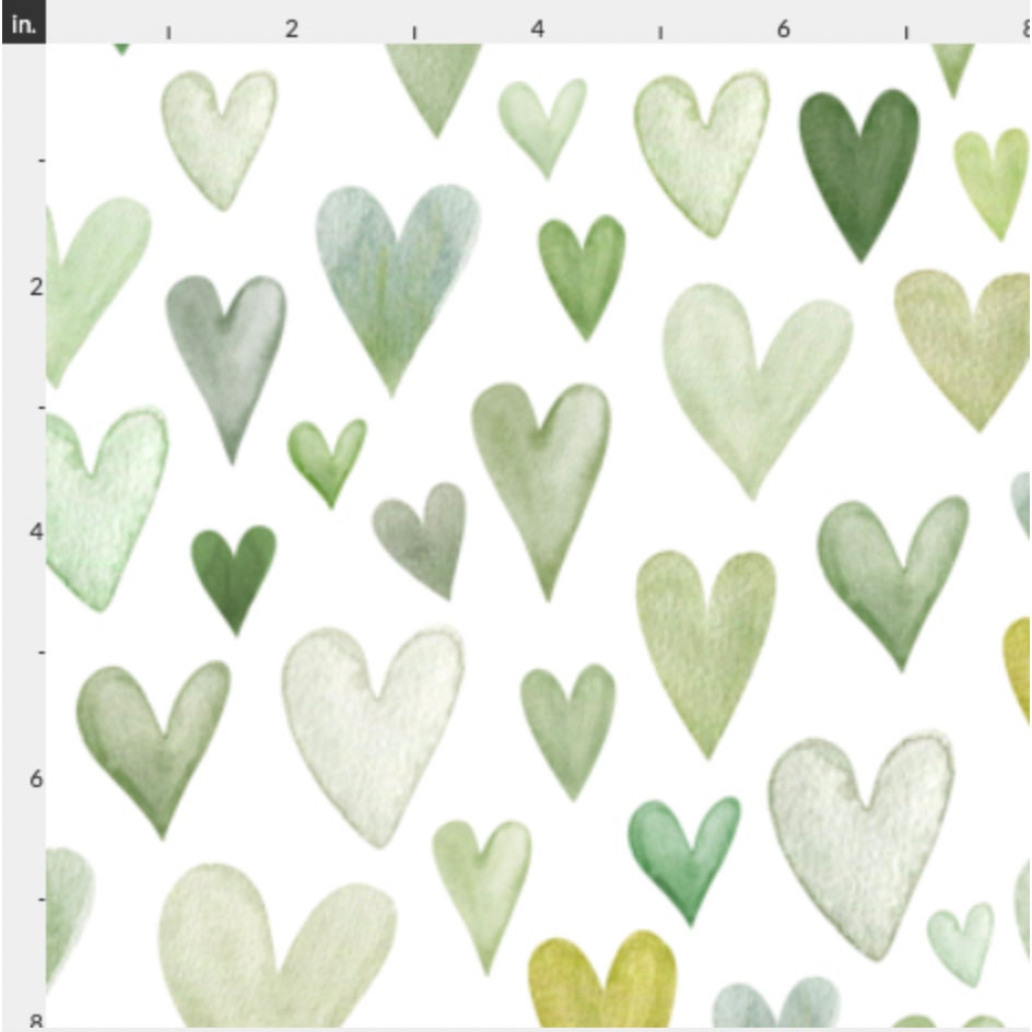 Sage Hearts Fabric by the Yard. Quilting Cotton Organic Knit - Etsy