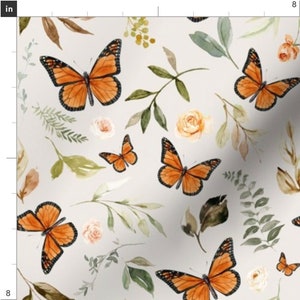 Monarch Butterfly Fabric - Watercolor Butterflies and Florals ...