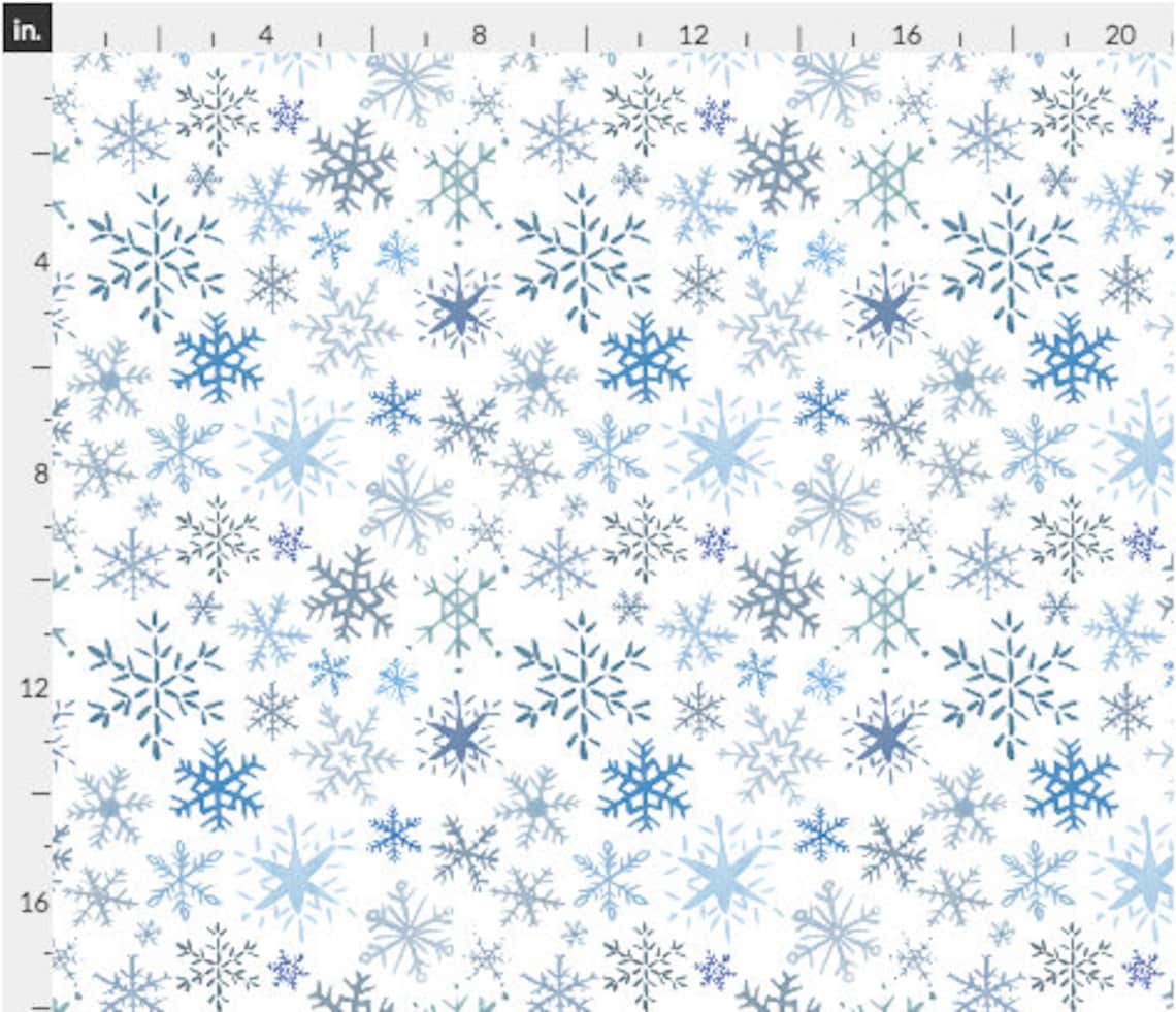 Winter Snowflakes Fabric by the Yard. Quilting Cotton Knit - Etsy