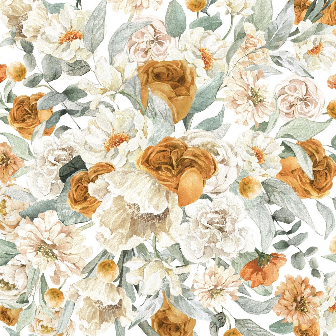 Vintage Floral Fabric by the Yard - Watercolor Florals, Flowers ...