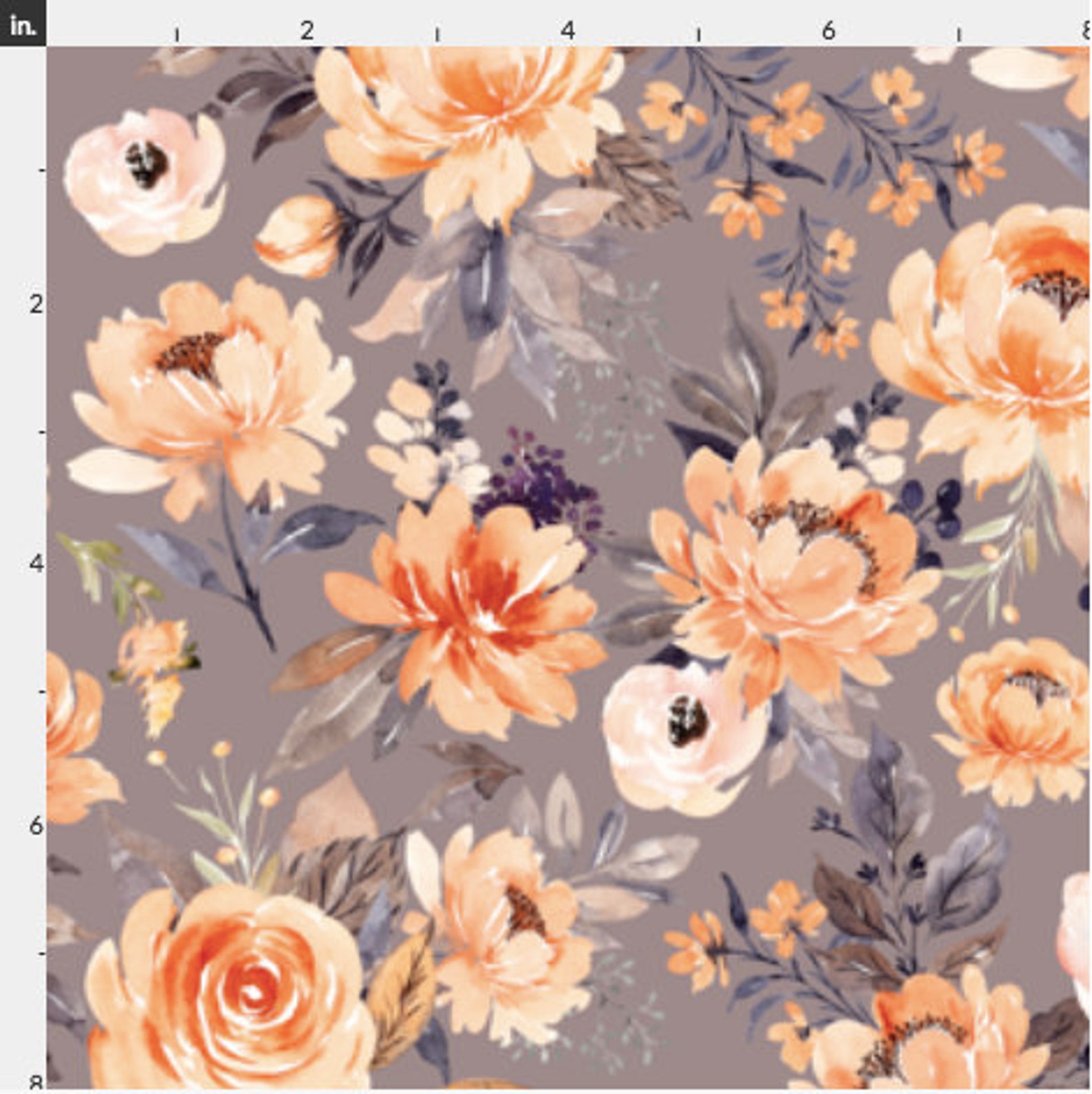 Peach Floral Fabric by the Yard. Watercolor Florals Orange - Etsy