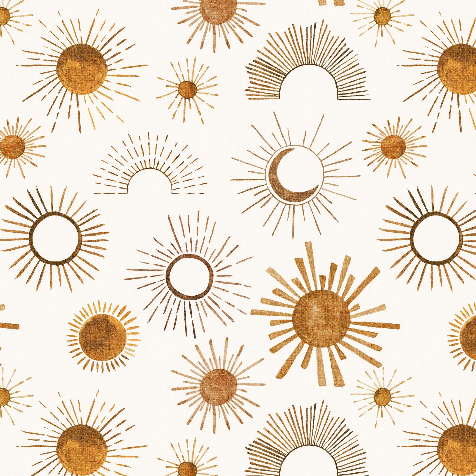 Boho Suns Fabric by the Yard. Quilting Cotton, Poplin, Organic Knit ...