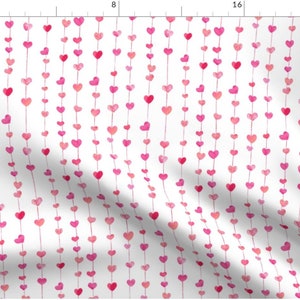 Heart Strings Fabric - Valentine's Day, Watercolor Pink Hearts - Quilt ...