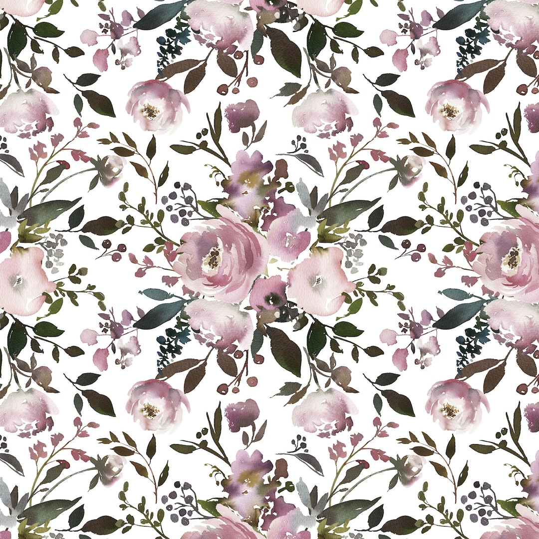 Vintage Pink Roses Fabric by the Yard. Quilting Cotton, Poplin, Organic ...