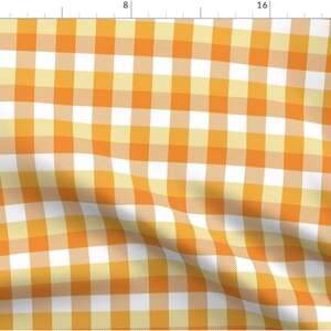 Candy Corn Plaid Fabric by the Yard. Quilt Cotton, Organic Knit, Jersey ...