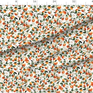 Orange Grove Fabric by the Yard. Watercolor Oranges, Fruit, Botanical ...
