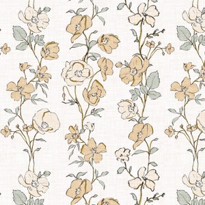 Sketch Floral Botanical Fabric by the Yard. Quilting Cotton, Poplin ...