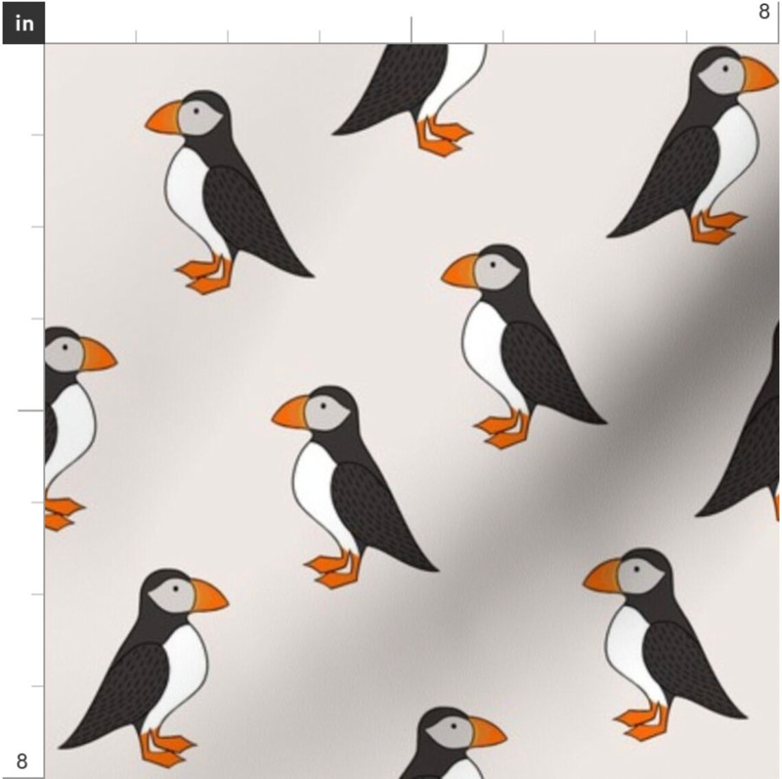 Cute Puffin Fabric by the Yard. Quilting Cotton, Poplin, Organic Knit ...