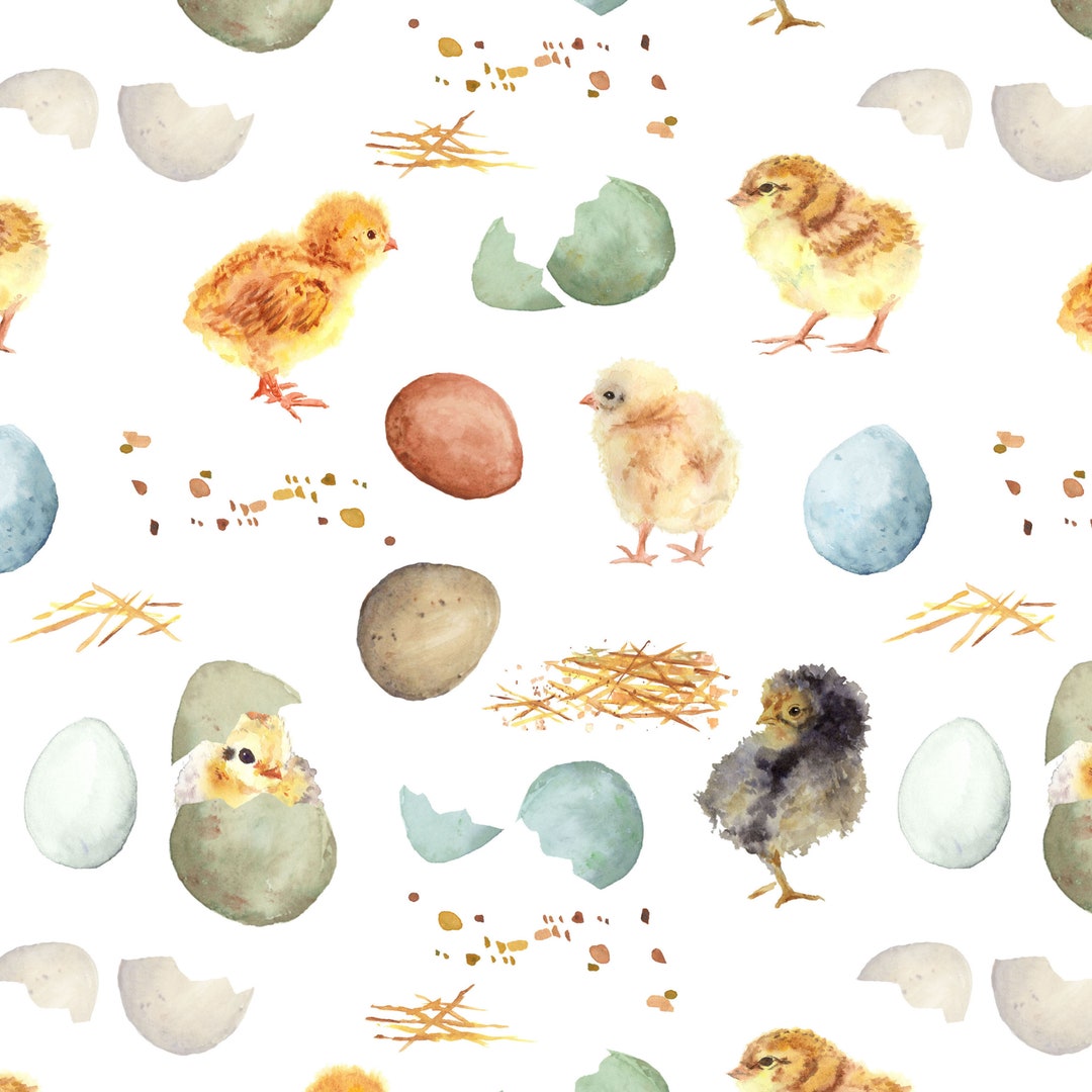 Easter Chicks Fabric by the Yard. Quilting Cotton, Poplin, Organic Knit ...