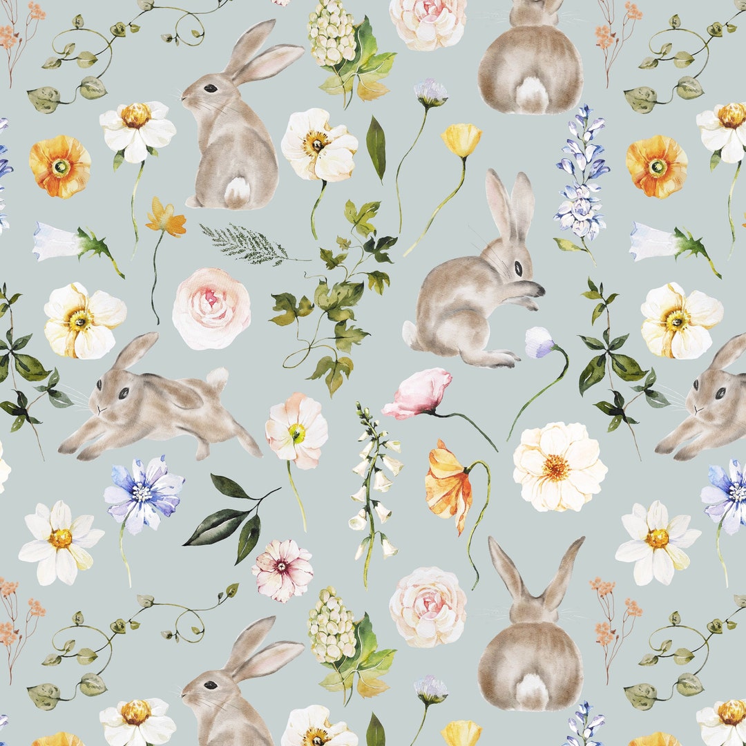 Easter Bunny Fabric by the Yard. Quilting Cotton, Organic Knit, Jersey ...