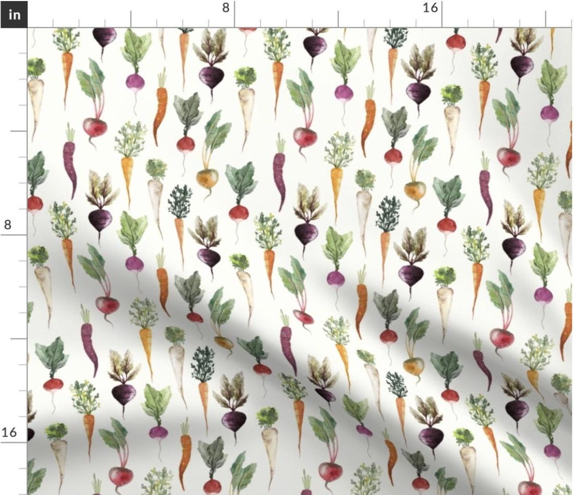 Root Vegetables Fabric by the Yard. Quilting Cotton, Poplin, Knit, Home ...
