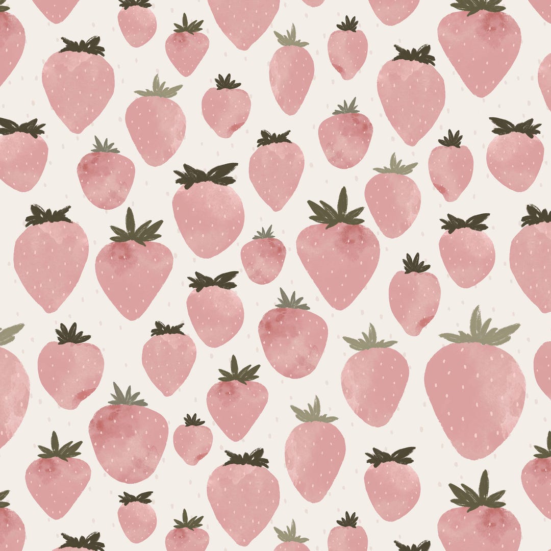 Berry Cute Strawberries Fabric by the Yard. Quilt Cotton, Sateen ...