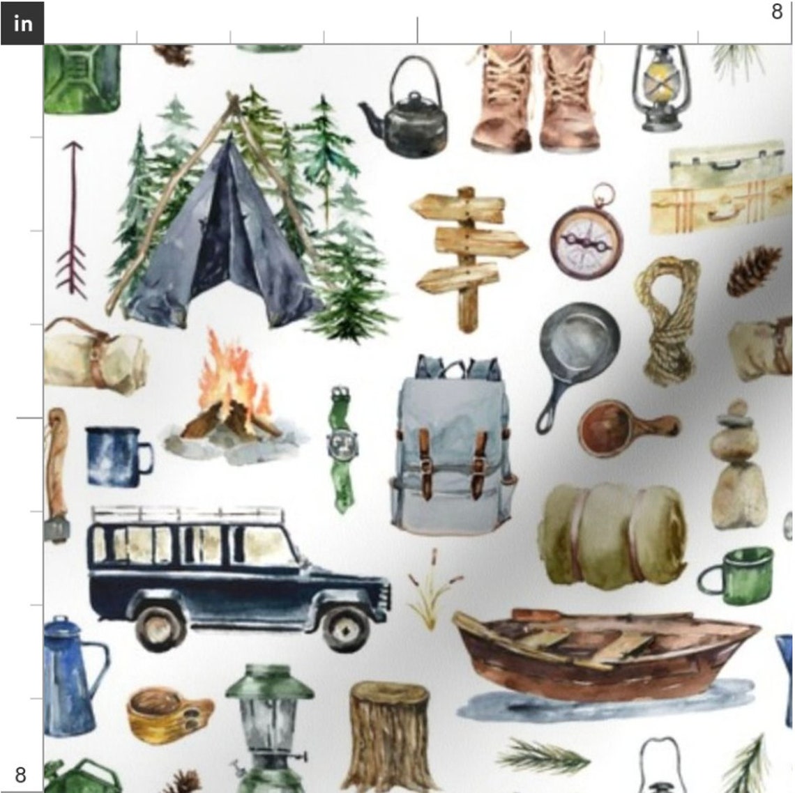 Camping Adventures Fabric by the Yard. Quilting Cotton, Organic Knit ...