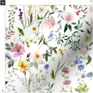 Spring Wildflower Floral Fabric by the Yard. Quilting Cotton, Knit ...