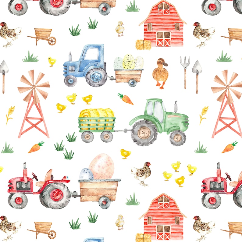 Spring on the Farm Fabric by the Yard. Quilting Cotton, Organic Knit ...