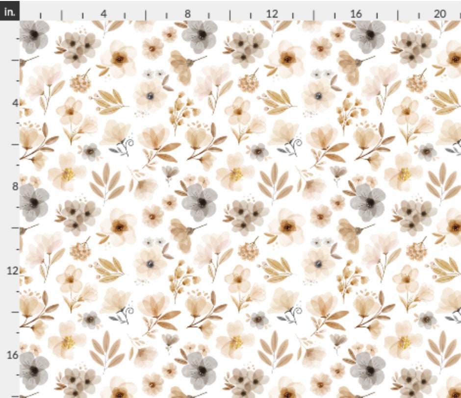 Neutral Florals Fabric by the Yard. Quilting Cotton Organic - Etsy
