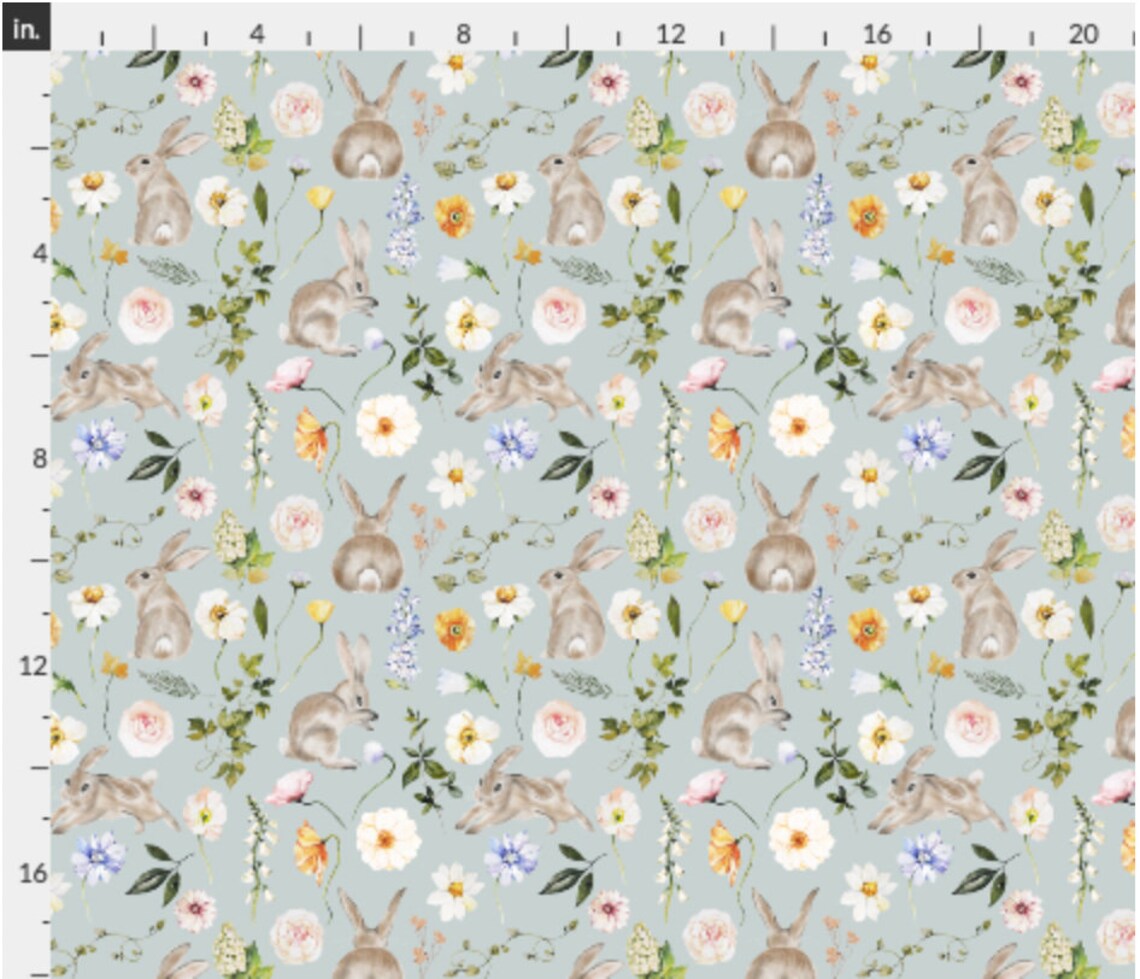 Easter Bunny Fabric by the Yard. Quilting Cotton Organic | Etsy