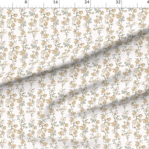 Sketch Floral Botanical Fabric by the Yard. Quilting Cotton, Poplin ...