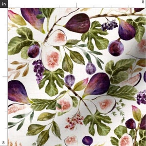 Summer Figs and Botanical Leaves Fabric by the Yard. Quilting Cotton ...