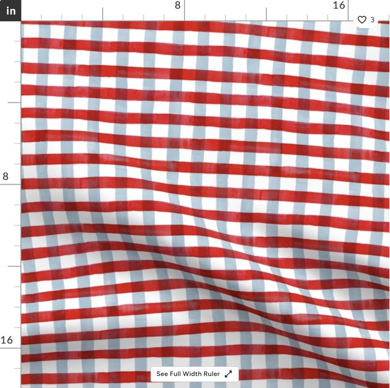 Red and Baby Blue Watercolor Buffalo Check Fabric by the Yard, Quilting ...