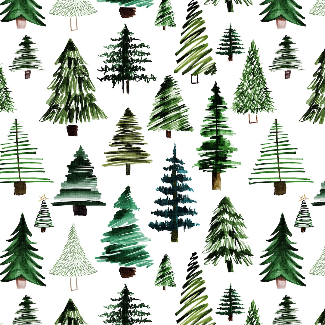 Pine Trees Fabric by the Yard. Quilting Cotton, Poplin, Organic Knit ...