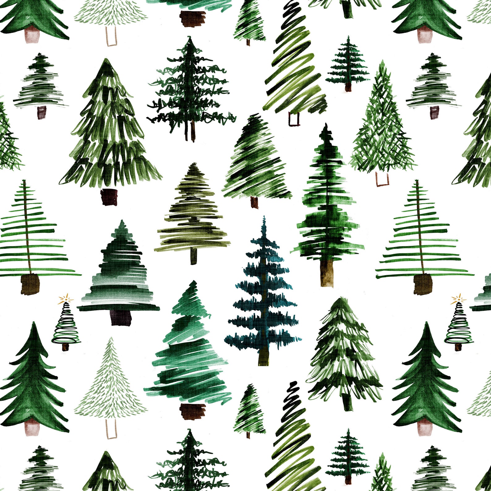 Pine Trees Fabric by the Yard. Quilting Cotton Poplin | Etsy