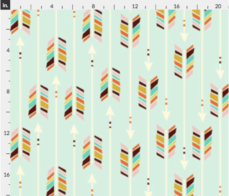 Mint Arrows Cotton Fabric by the Yard. Rainbow Colorful - Etsy