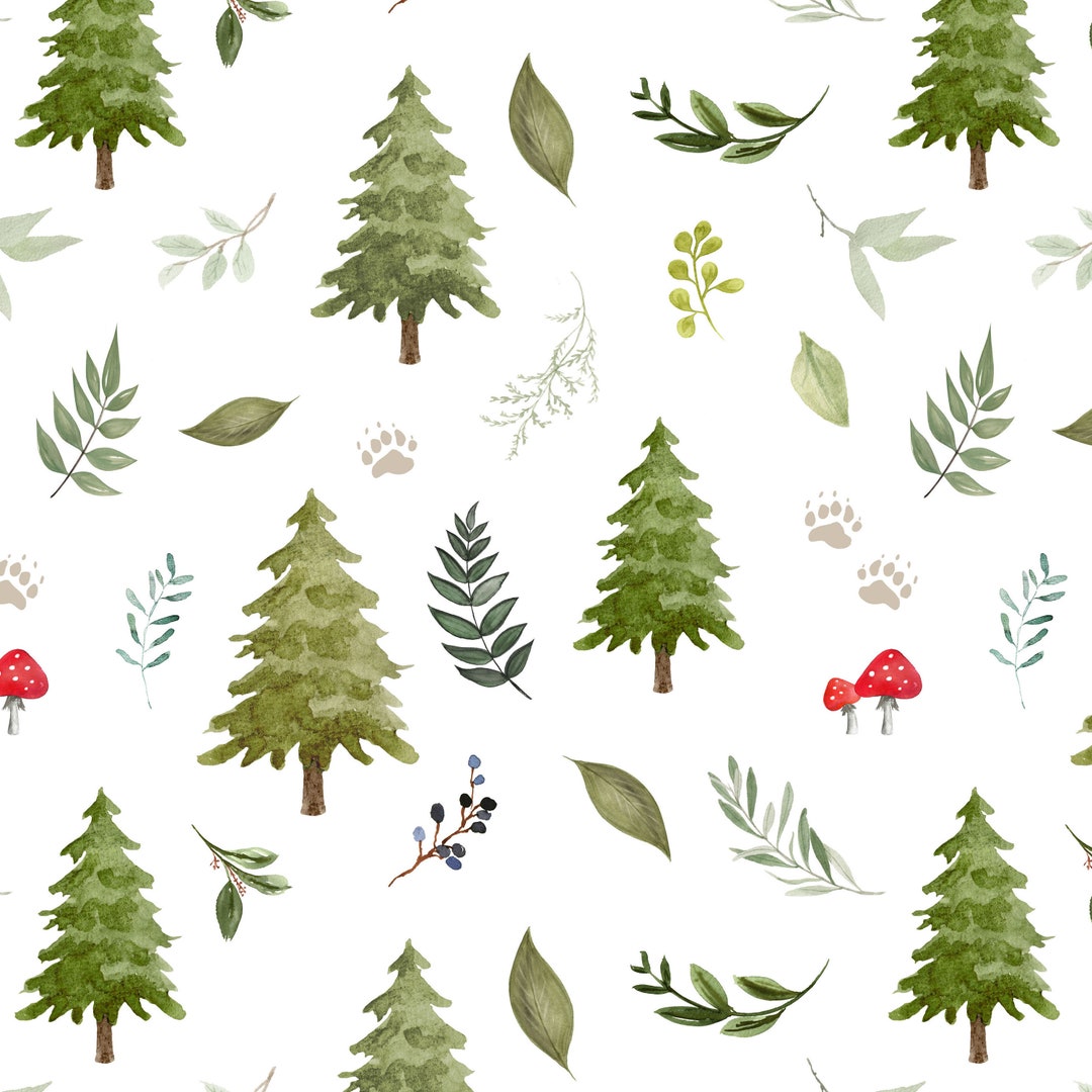 Woodland Nature Fabric by the Yard. Quilting Cotton, Organic Knit ...