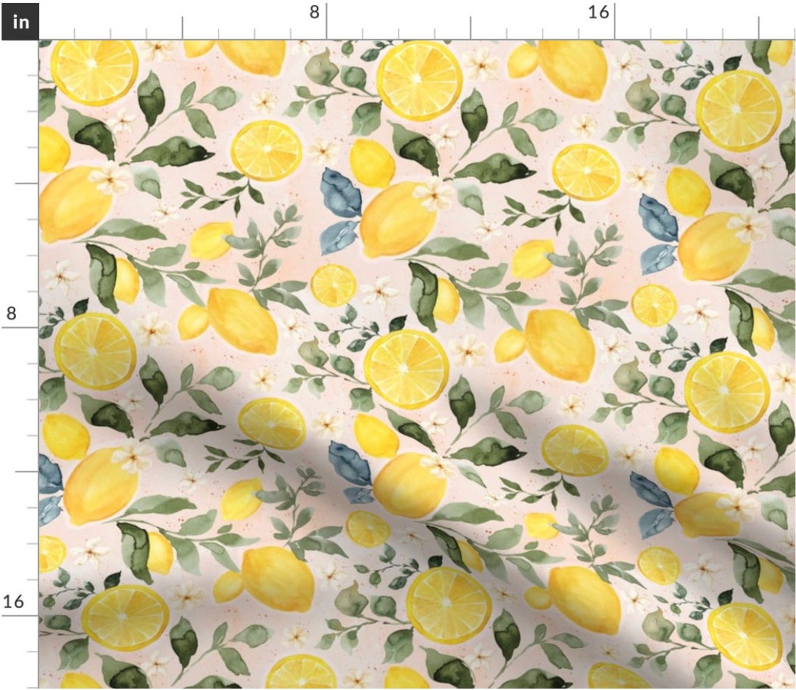 Summer Lemons Fabric by the Yard. Quilting Cotton, Organic Knit, Jersey ...