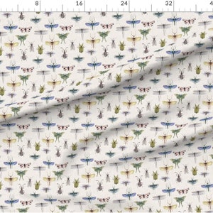 Bug Fabric - Watercolor Bugs and Insects, Beetles, Boy, Dragonflies ...