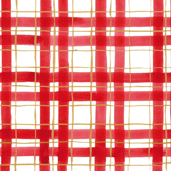 Red Gold Plaid Fabric - Etsy