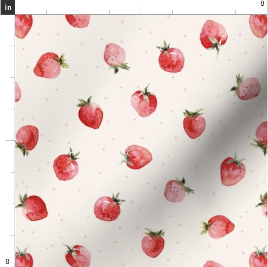 Strawberries Patch Fabric by the Yard. Quilting Cotton, Sateen, Poplin ...