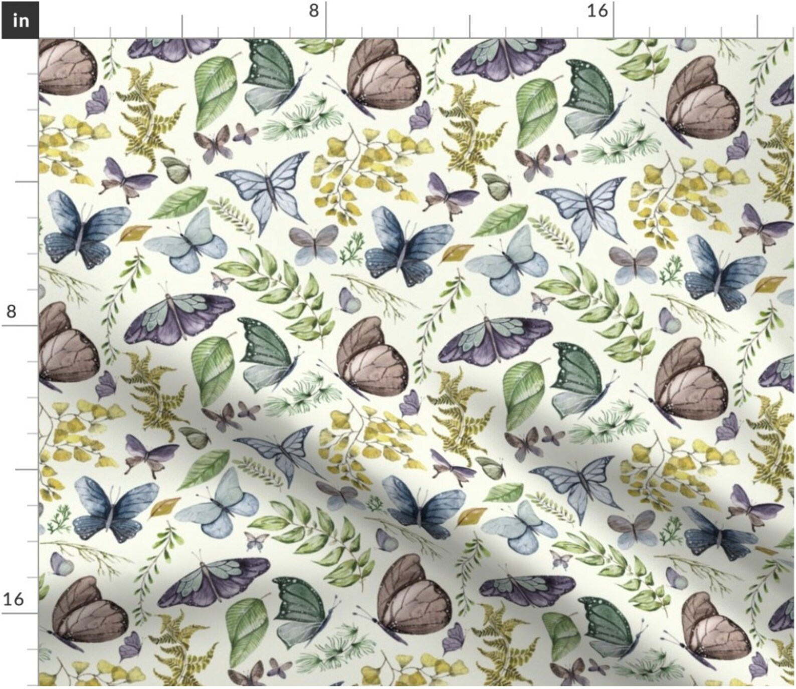 Butterfly Fabric by the Yard. Butterflies, Watercolor, Nature, Spring ...