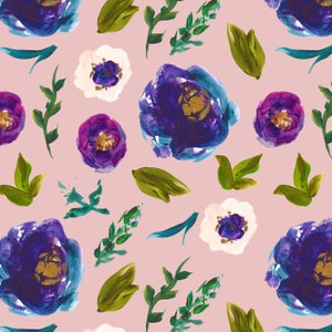 Purple Autumn Floral Fabric Saturated Autumn Meadow Fall - Etsy