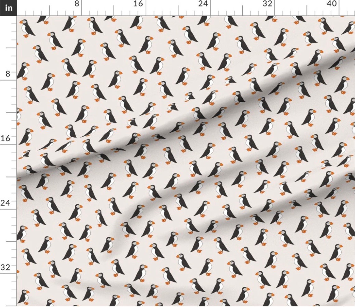 Cute Puffin Fabric by the Yard. Quilting Cotton, Poplin, Organic Knit ...