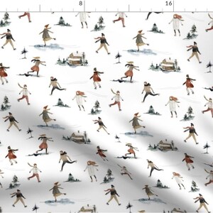 Winter Ice Skating Fabric by the Yard. Quilting Cotton, Sateen, Poplin ...