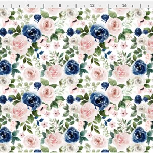 Dusty Rose and Navy Floral Fabric by the Yard. Quilting - Etsy
