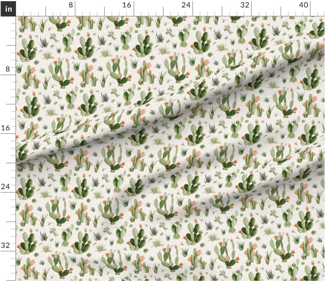 Desert Cactus Fabric by the Yard. Quilting Fabric, Poplin, Organic Knit ...