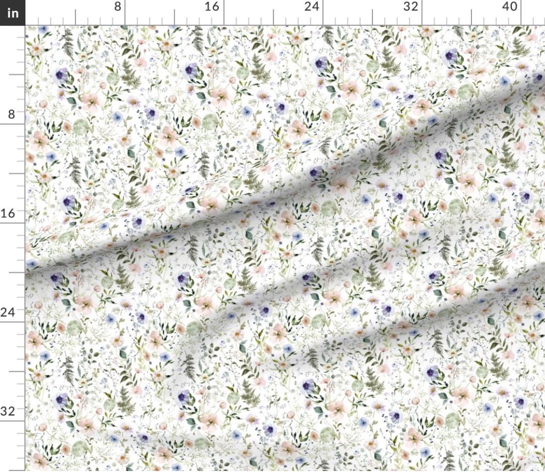 Isabella Botanical Florals Fabric by the Yard. Quilting Cotton, Sateen ...