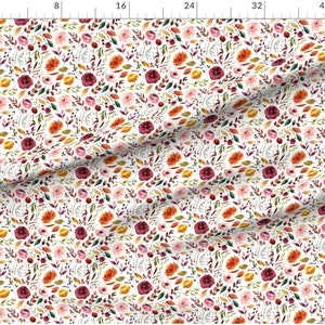 Fall Floral Fabric - Apple Cider Florals, Burgundy, Orange, Autumn ...