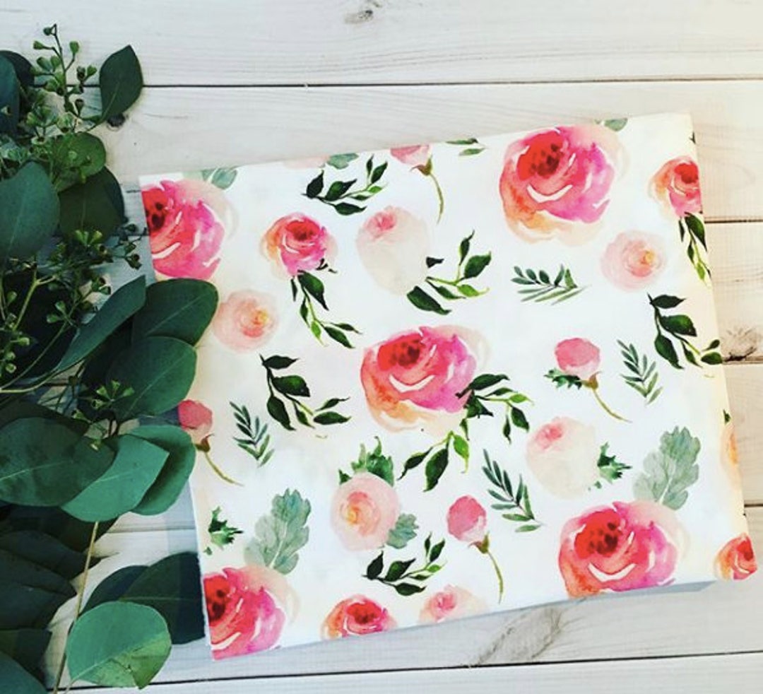 Dainty Floral Fabric by the Yard - Pink English Garden Roses ...