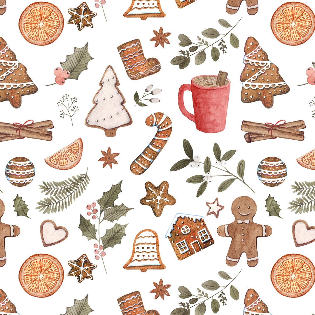 Gingerbread Fabric - Christmas Fabric by the Yard, Vintage Holiday ...