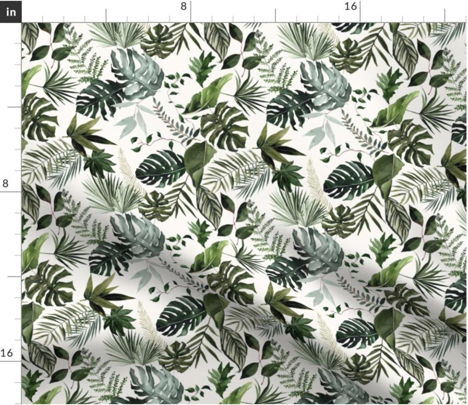 Jungle Lush Leaves Fabric by the Yard. Quilting Cotton, Sateen, Knit ...