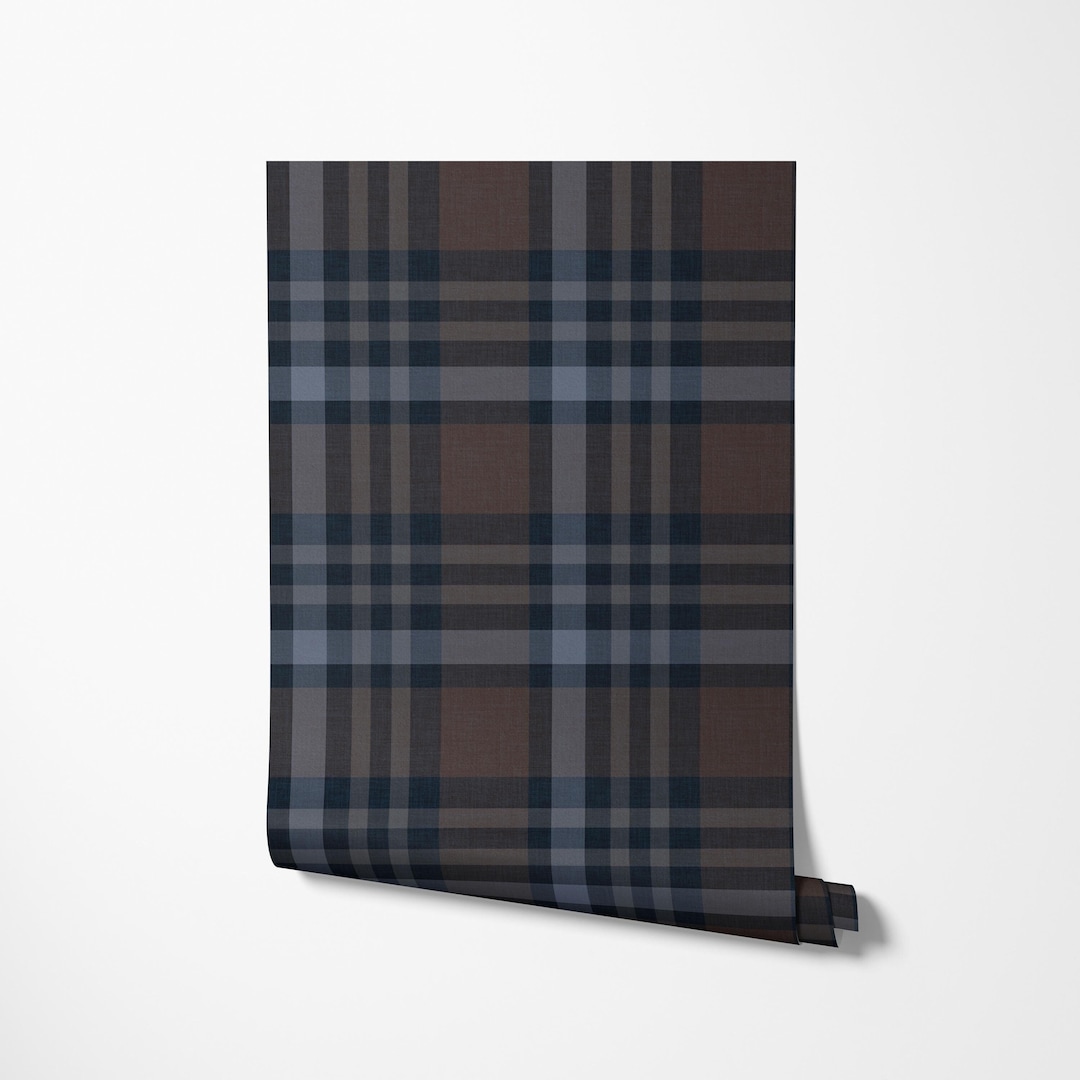 Hickory and Navy Plaid Wallpaper, Heritage, Masculine, Rustic, Office ...