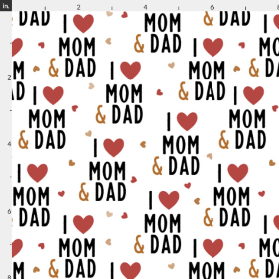 I Love Mom and Dad Fabric by the Yard. Quilting Cotton - Etsy