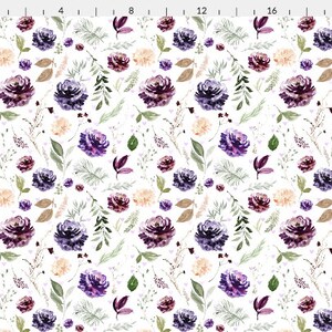 Purple Florals Fabric by the Yard. Quilting Cotton Organic - Etsy