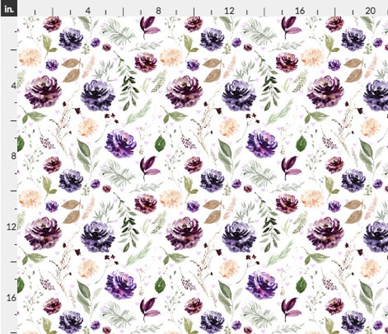 Purple Florals Fabric by the Yard. Quilting Cotton Organic | Etsy
