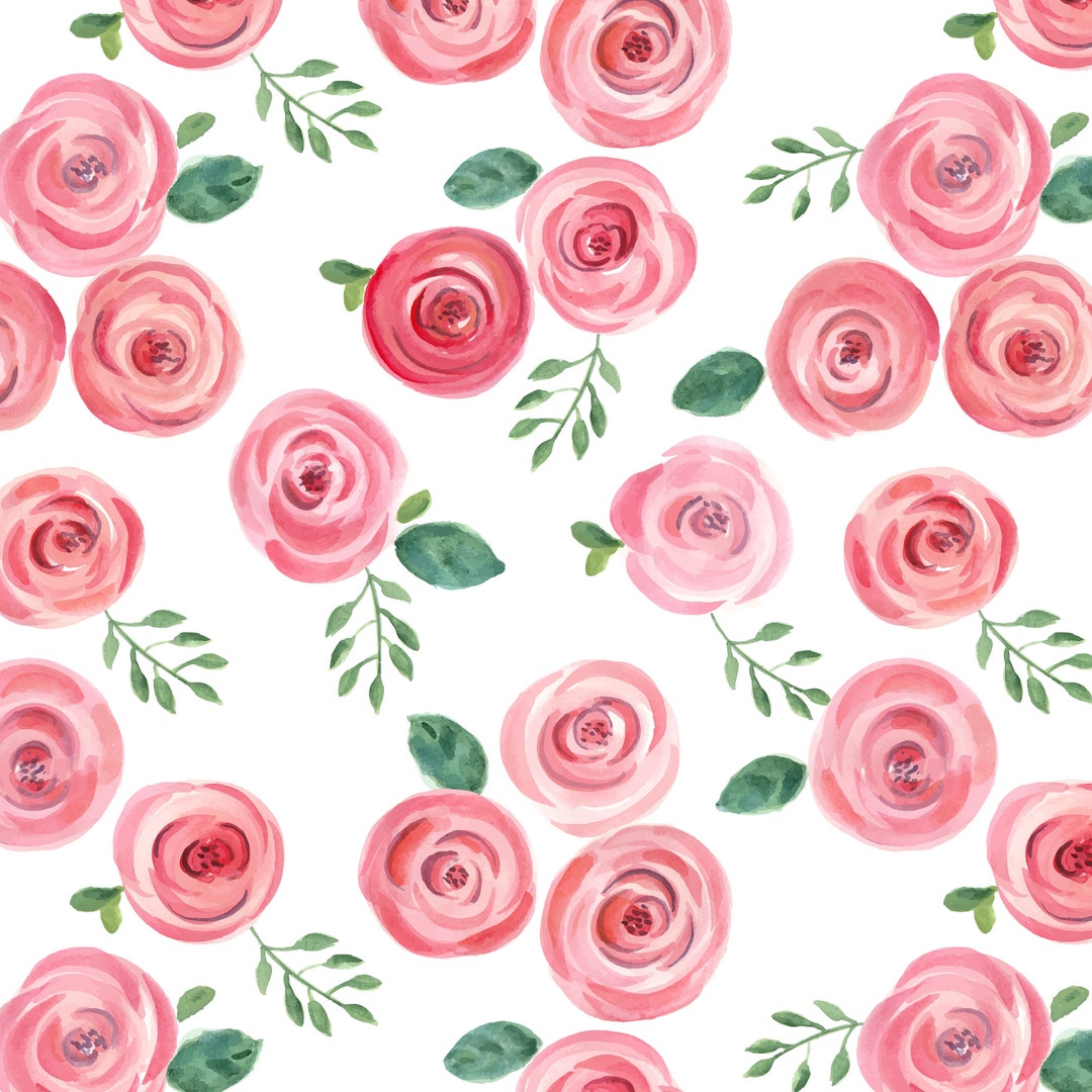 Watercolor Roses Fabric by the Yard. Cotton, Organic Knit, Minky or ...