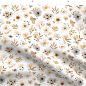 Neutral Florals Fabric by the Yard. Quilting Cotton, Organic Knit ...